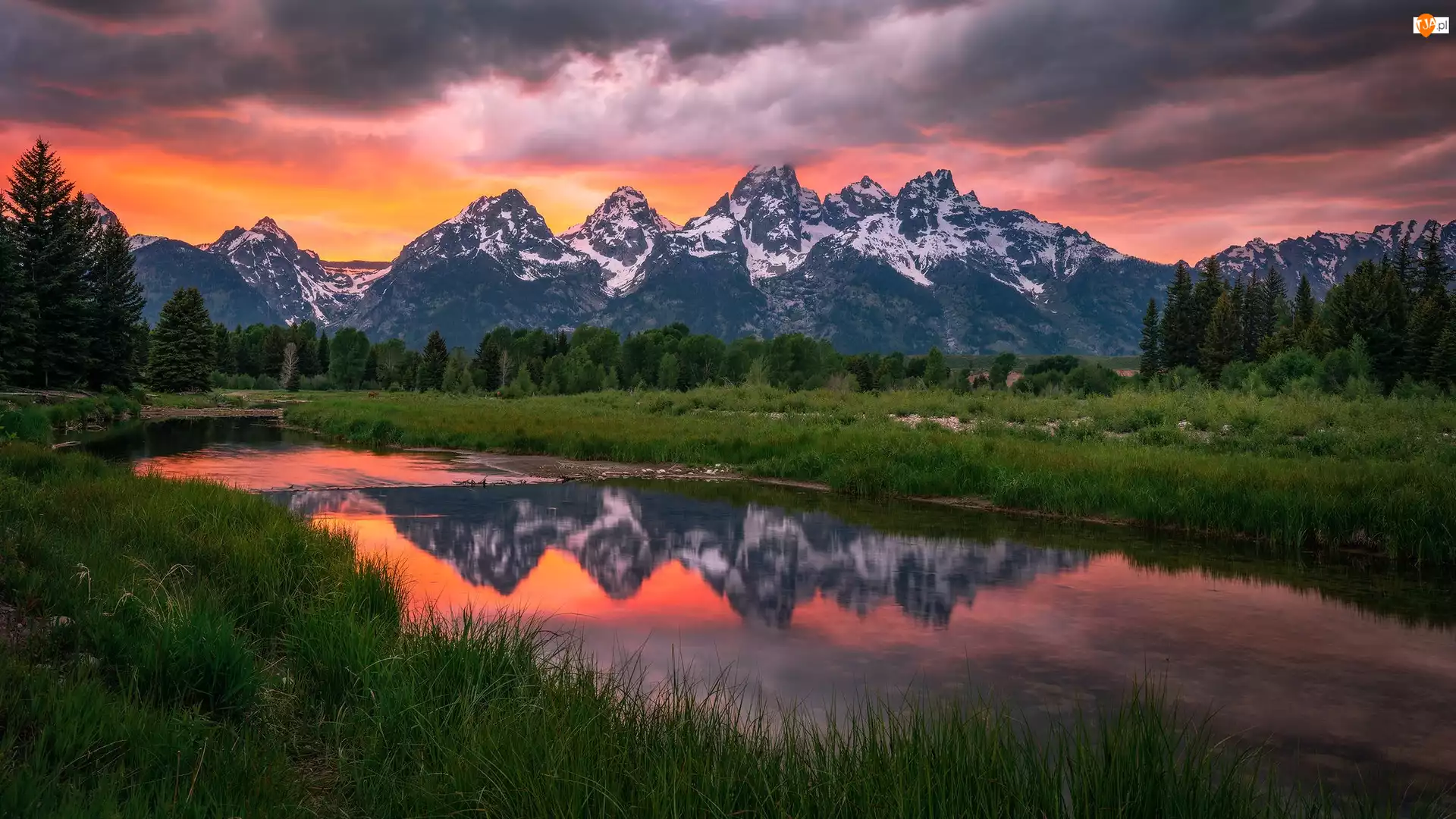 Zach d S o ca Park Narodowy Grand Teton Snake